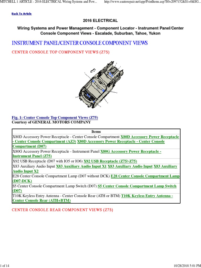 Component Locator - Instrument Panel - Center Component Views | PDF ...