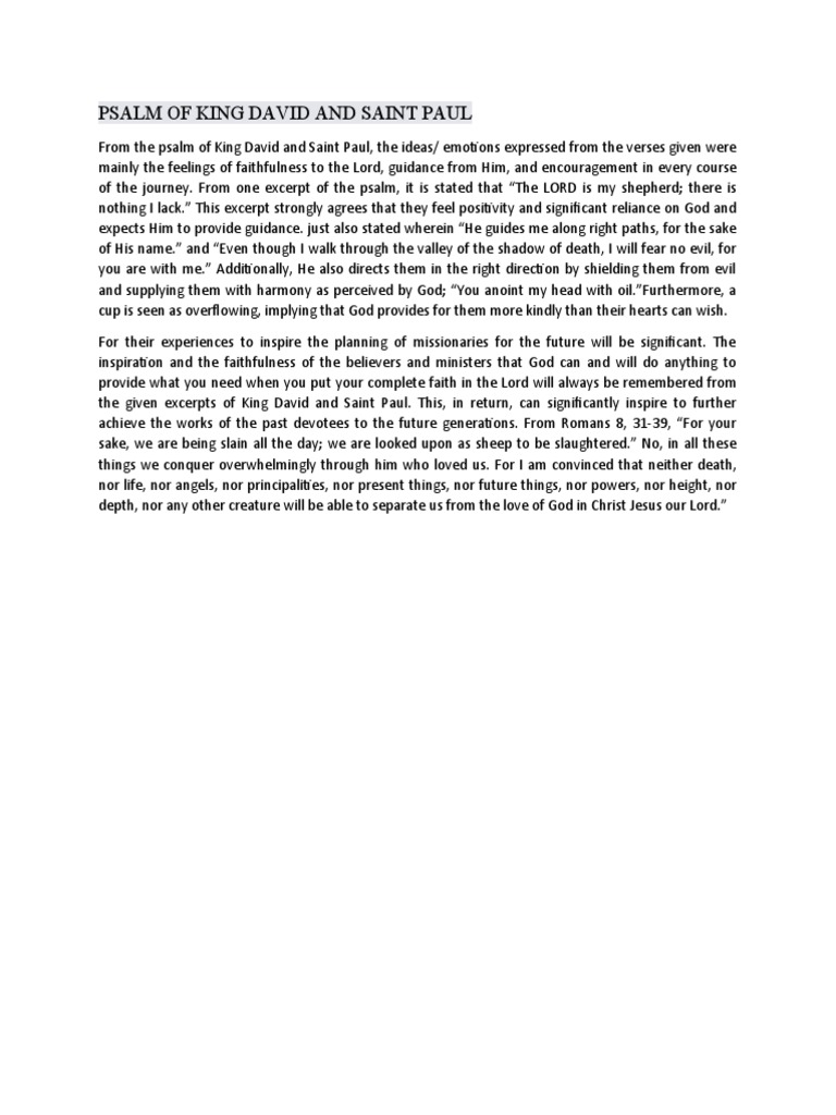 Psalm of King David and Saint Paul | PDF | Religion & Spirituality