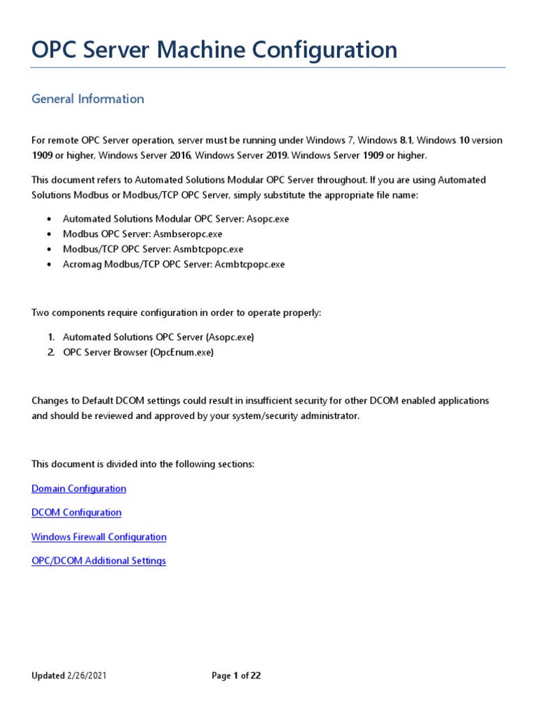 OPC Server Machine Configuration: General Information | PDF | Microsoft ...