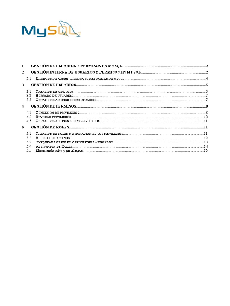 Gestión de Usuarios y Permisos en MySQL | PDF | Mi sql | Contraseña
