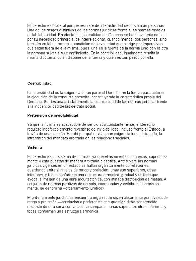 El Derecho Es Bilateral Porque Requiere de Interactividad de Dos o Más ...