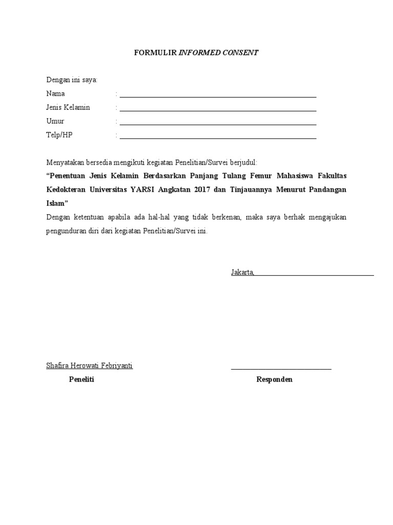 Formulir Informed Consent | PDF