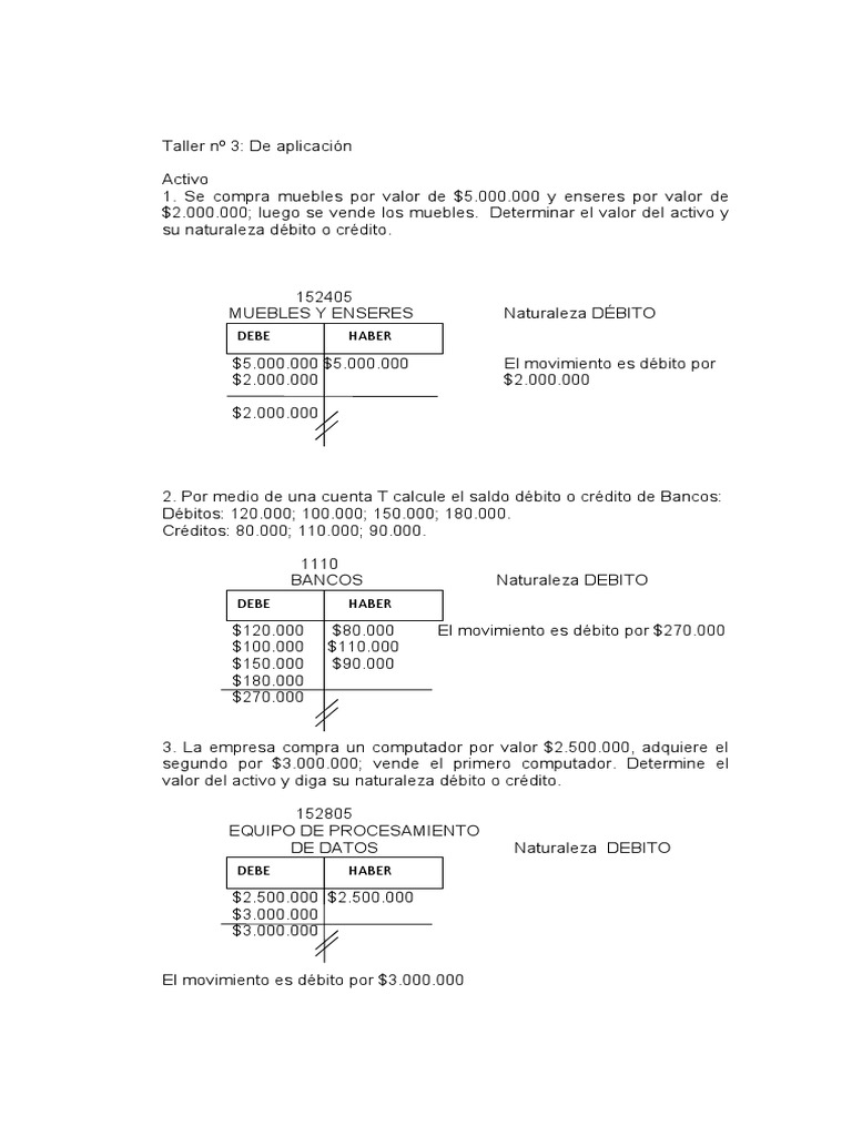 CUENTAS T Solucion Del Taller | PDF | Contabilidad | Servicios financieros