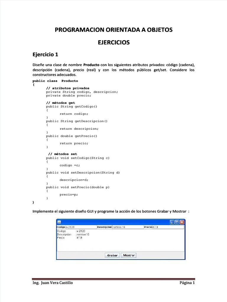 PDF Ejercicios Poo DL | PDF | Constructor (Programación Orientada a Objetos) | Programación