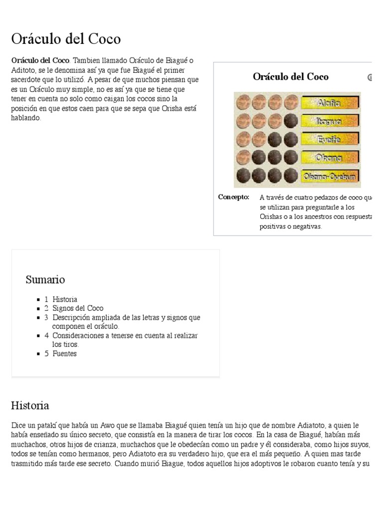 Oraculo Del Coco - EcuRed | PDF | Santeria | Religión y creencia