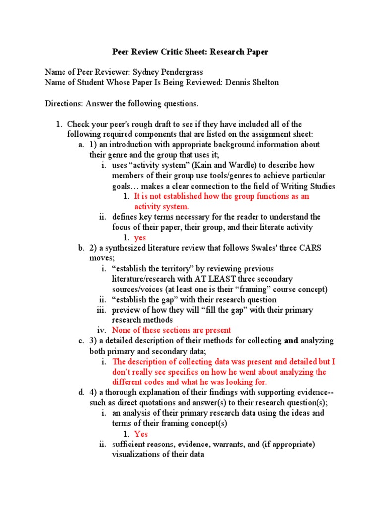 Shelton Research Proposal Peer Review Sydney | PDF | Question | Data