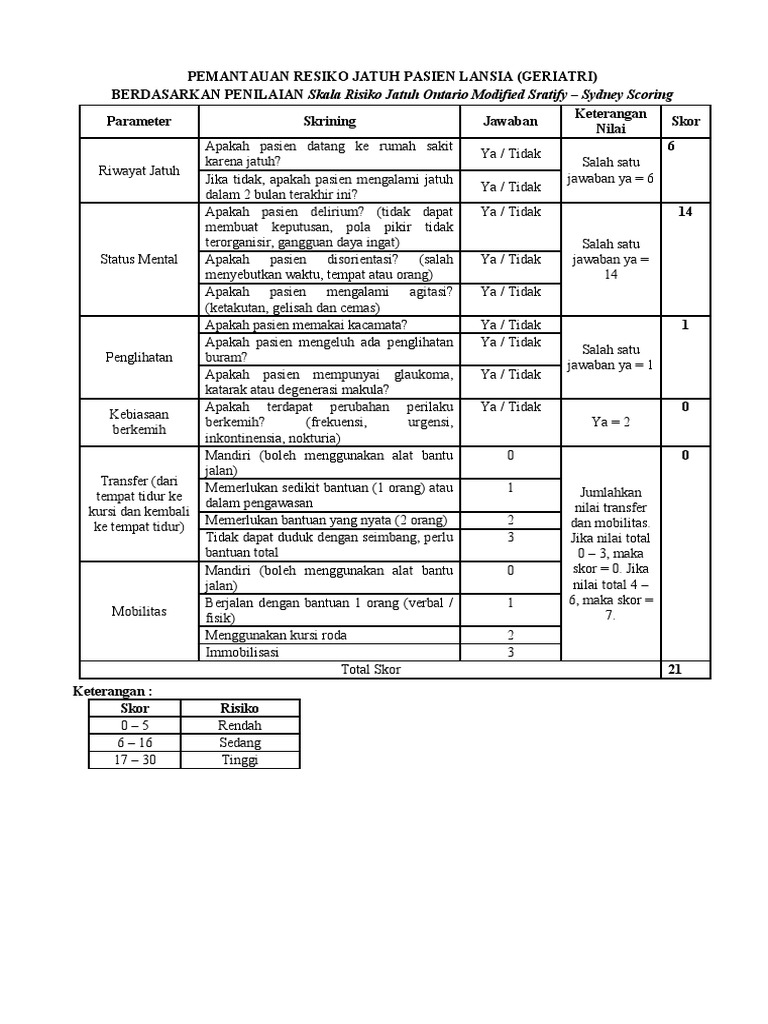 Risiko Jatuh Ontario | PDF