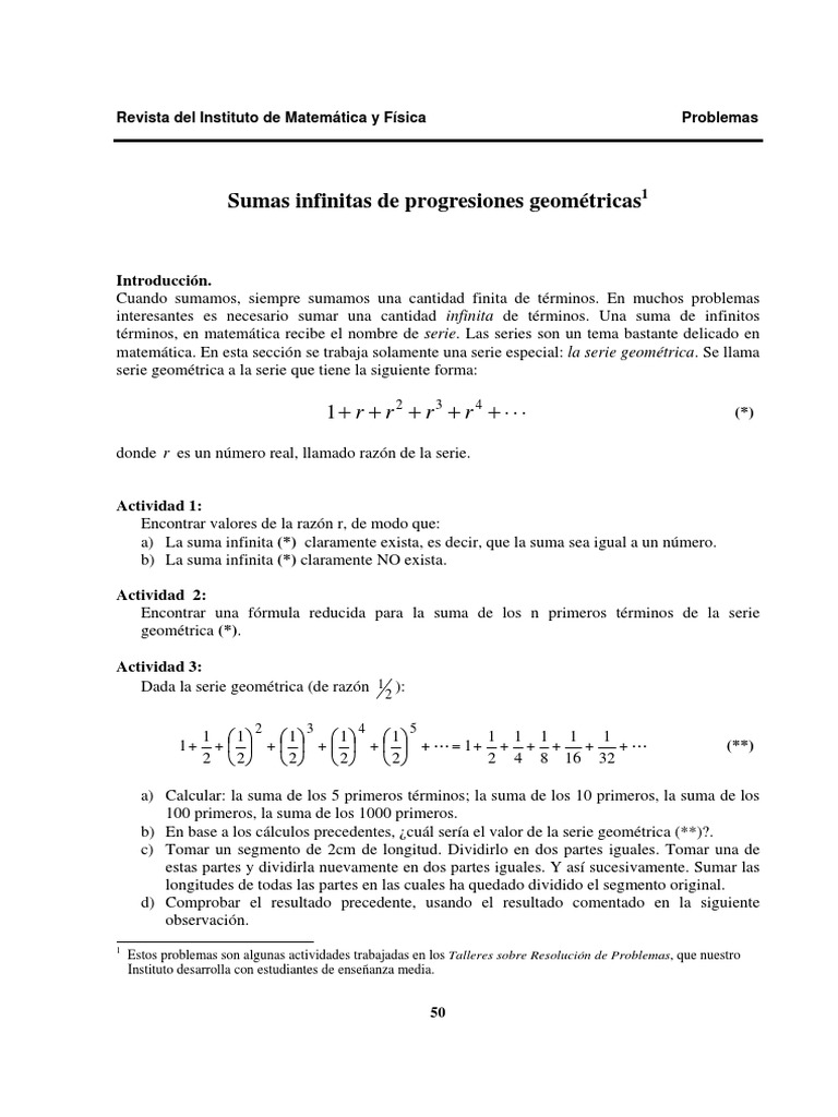 Sumas Infinitas en Series Geométricas | PDF | infinito | Enseñanza de ...