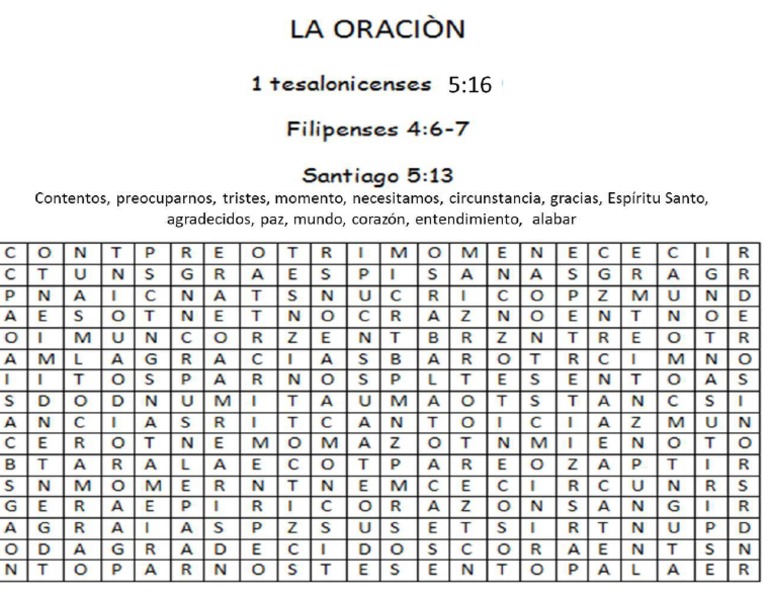 Sopa de Letras La Oración Tiene Poder