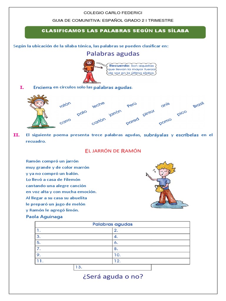 Clasificación de Palabras por Sílabas | PDF | Estudios de idiomas ...