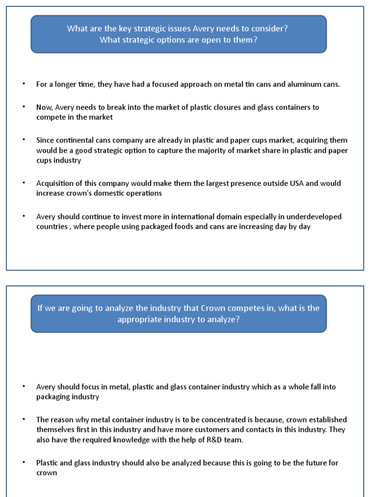 What Are The Key Strategic Issues Avery Needs To Consider? What ...