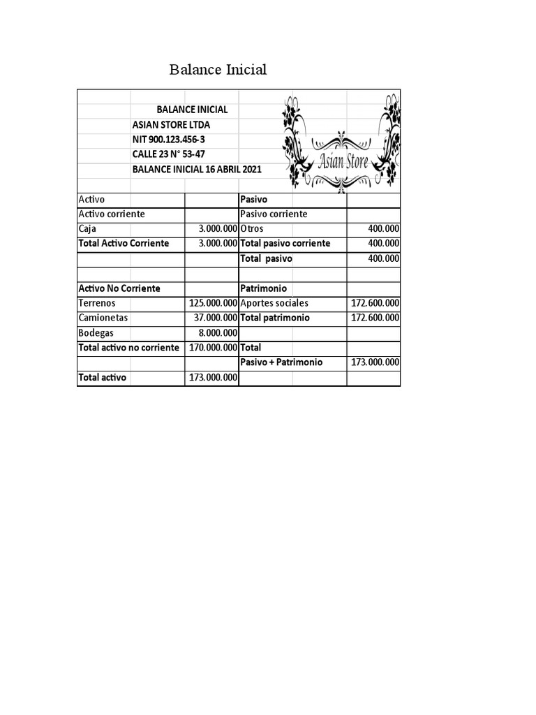 Balance Inicial | PDF