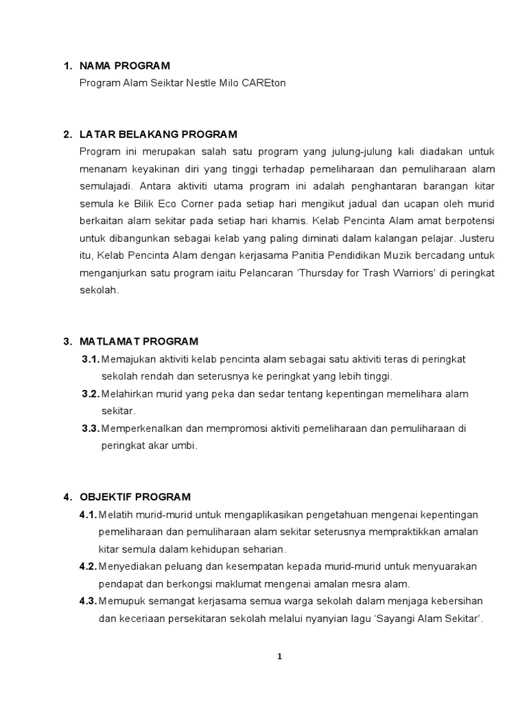 Kertas Kerja Nestle Milo Careton | PDF