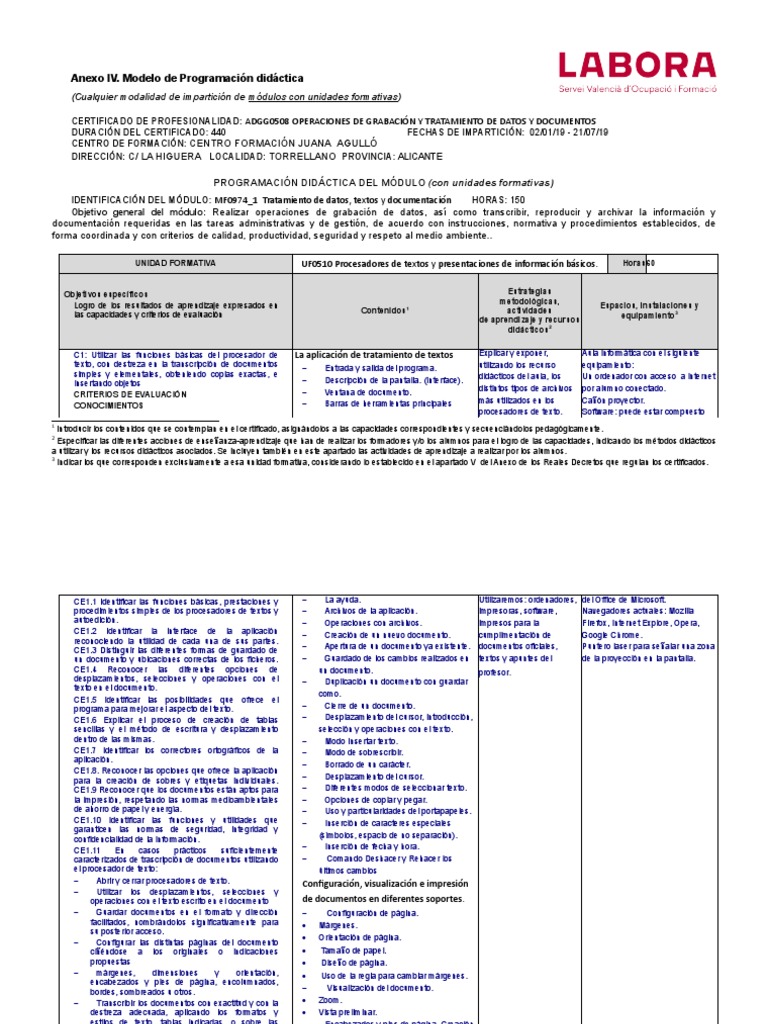 ANEXO 4.programación Didáctica - Logo - Labora | PDF | Evaluación | Archivo de computadora