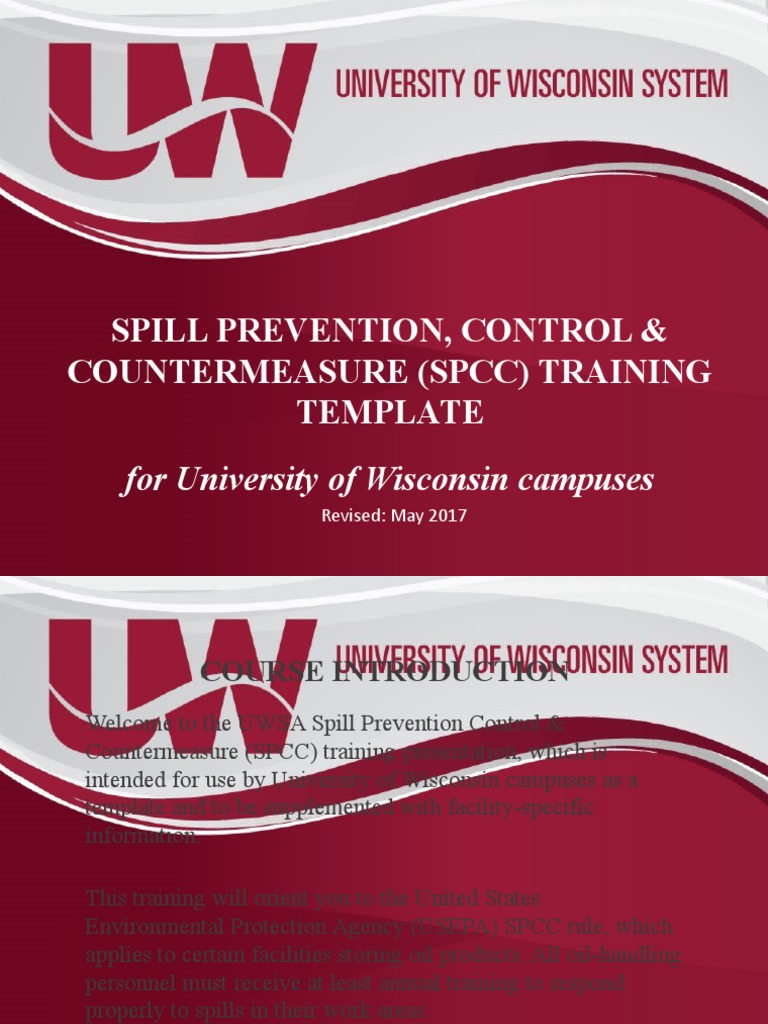 SPCC Training Template for UW Campuses | PDF | Oil Spill | Clean Water Act
