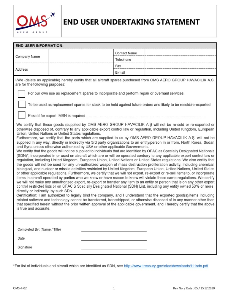 End User Undertaking Statement | PDF | Justice | Crime & Violence