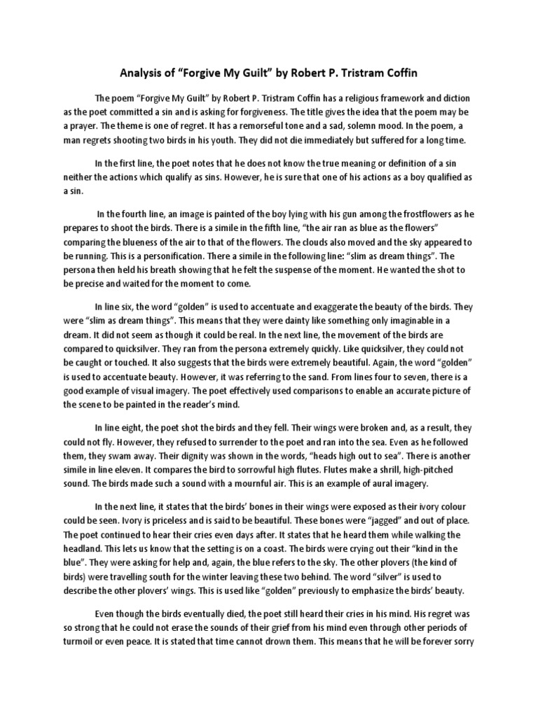 Analysis of Forgive My Guilt | PDF