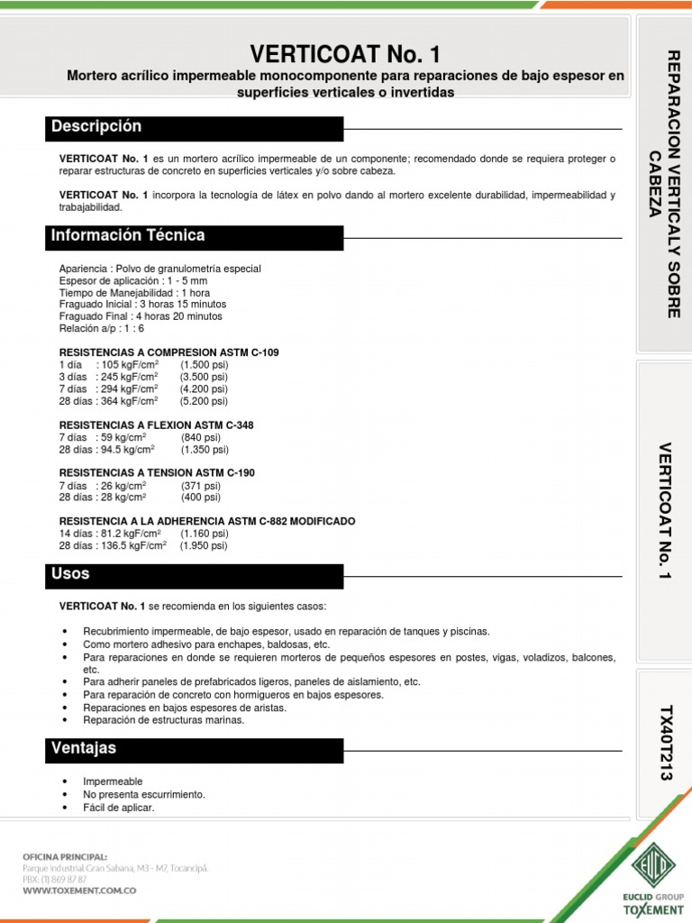 Verticoat No 1 | PDF | Hormigón | Agua