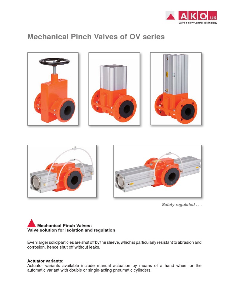 Mechanical Pinch Valves of OV Series | PDF | Valve | Actuator