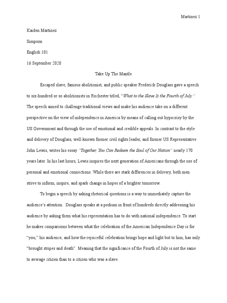 Take Up The Mantle | PDF | Frederick Douglass | Essays