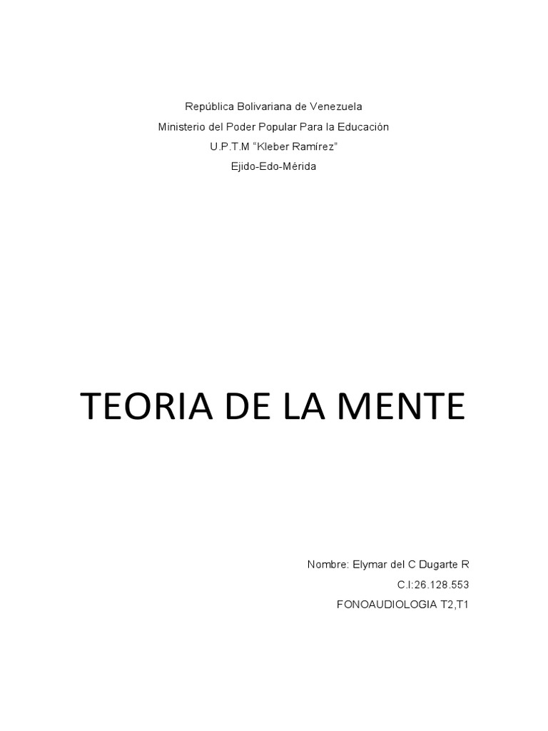 Teoria de La Mente | PDF | Teoria de la mente | Mente