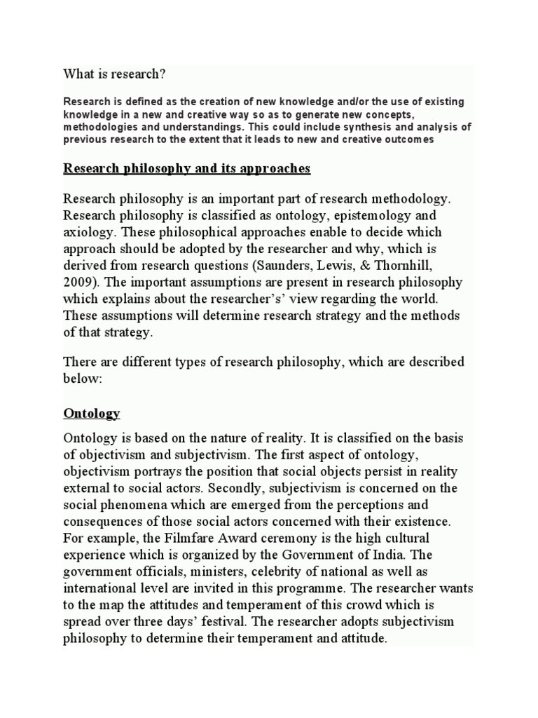 Research Philosophy and Its Approaches | PDF | Philosophical Realism ...