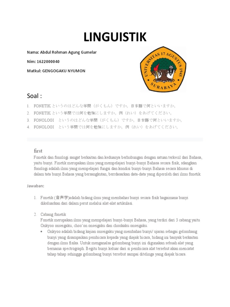 Fonologi Dan Fonetik | PDF | Ilmu Sosial | Seni & Disiplin Bahasa