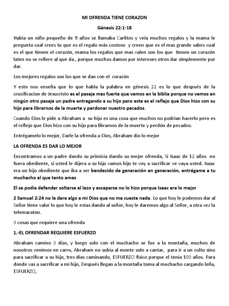 Mi Ofrenda Tiene Corazon | PDF | Abrahán | Dios