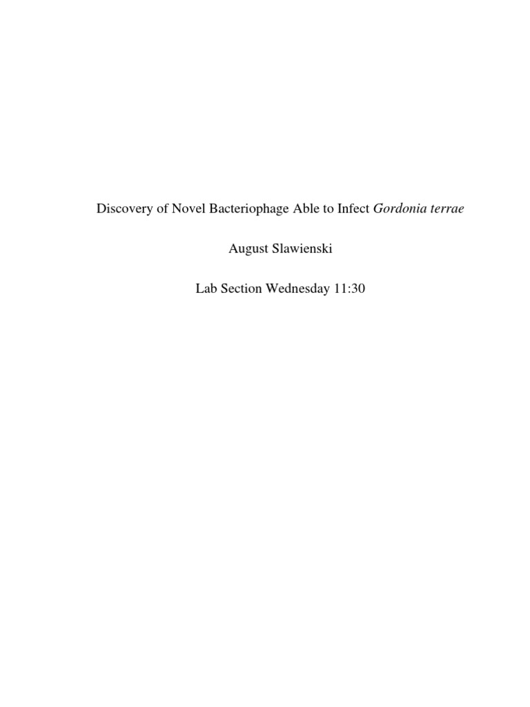 Discovery of Novel Bacteriophage Able To Infect Gordonia Terrae | PDF ...