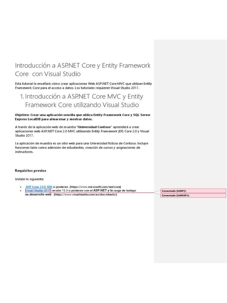 Tutorial_2. Introducción a Core y Entity Framework Core de ASP | PDF ...