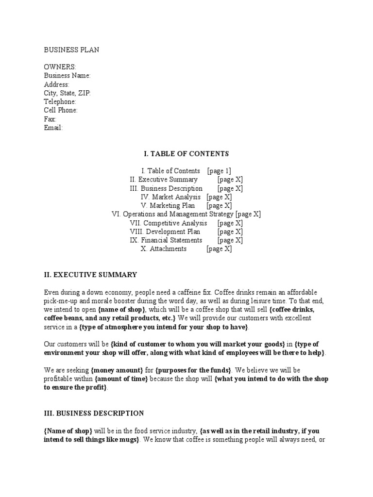 A Brewing Success: A Business Plan Outlining the Launch of a New Coffee ...