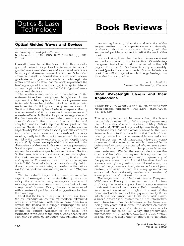 Optical Guided Waves and Devices | PDF | Optics | Waveguide