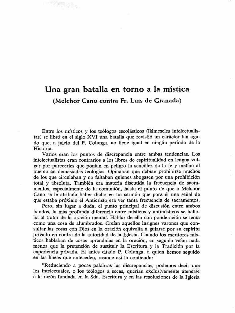688articulo Batalla Contra La Mística, Melchor Cano y Fray Luis de Granada | PDF | Oración ...