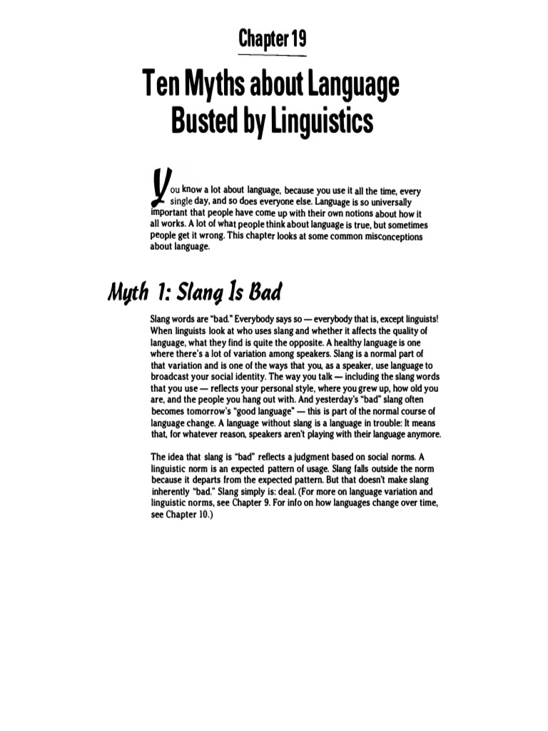10 Myths of Language | PDF | Sign Language | Multilingualism