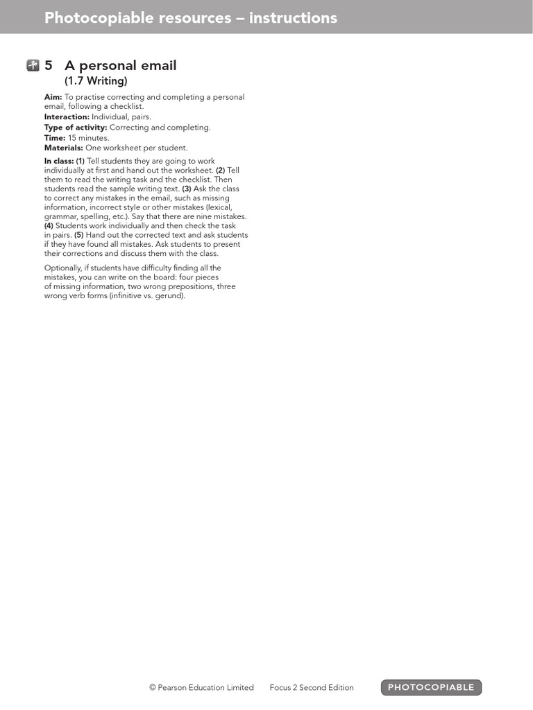 5 A Personal Email: (1.7 Writing) | PDF | Language Mechanics ...