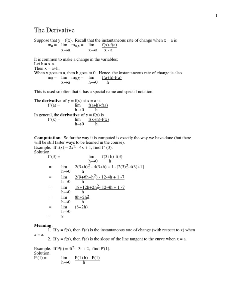Understanding Derivatives and Their Calculation | PDF | Slope | Derivative
