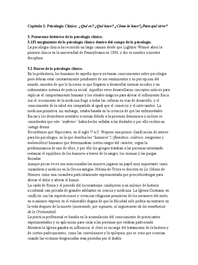 Resumen Capítulo 2 Que Es... Psi Cli | PDF | Psicología clínica | Sicología