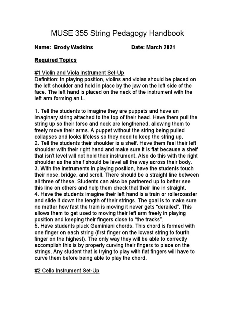 String Pedagogy Handbook | PDF | String Instruments | Violin