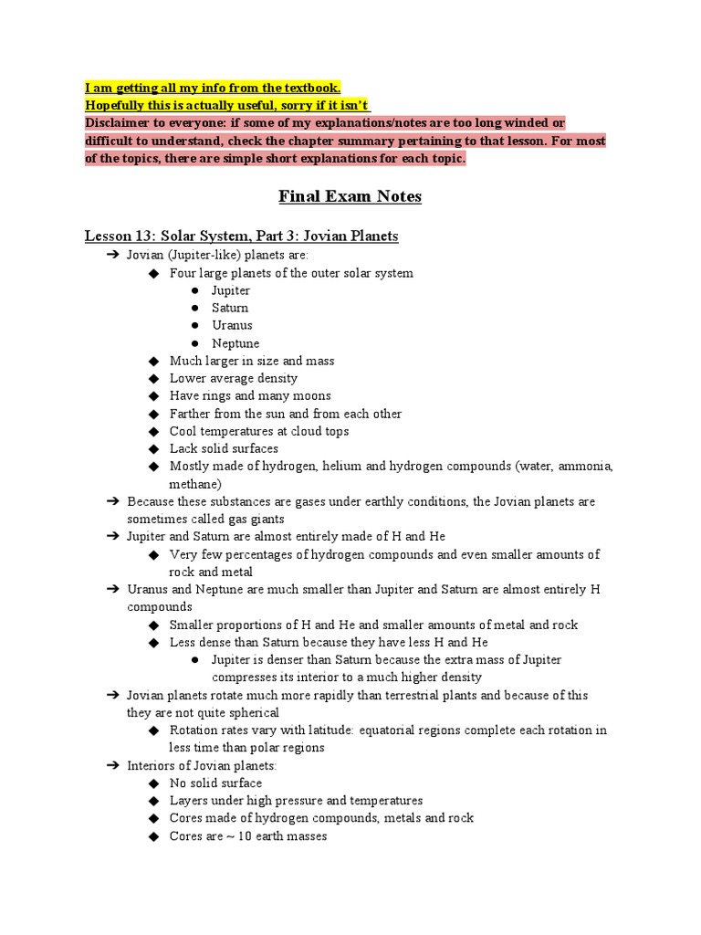 Astronomy 1740B - Final Exam Review | PDF | Stars | Sun