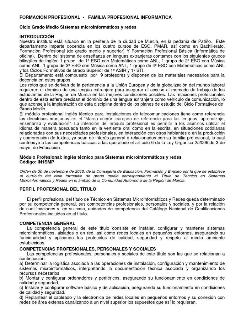 1º - SMR InglésTécnico 20 21 | PDF | Evaluación | Calidad (comercial)