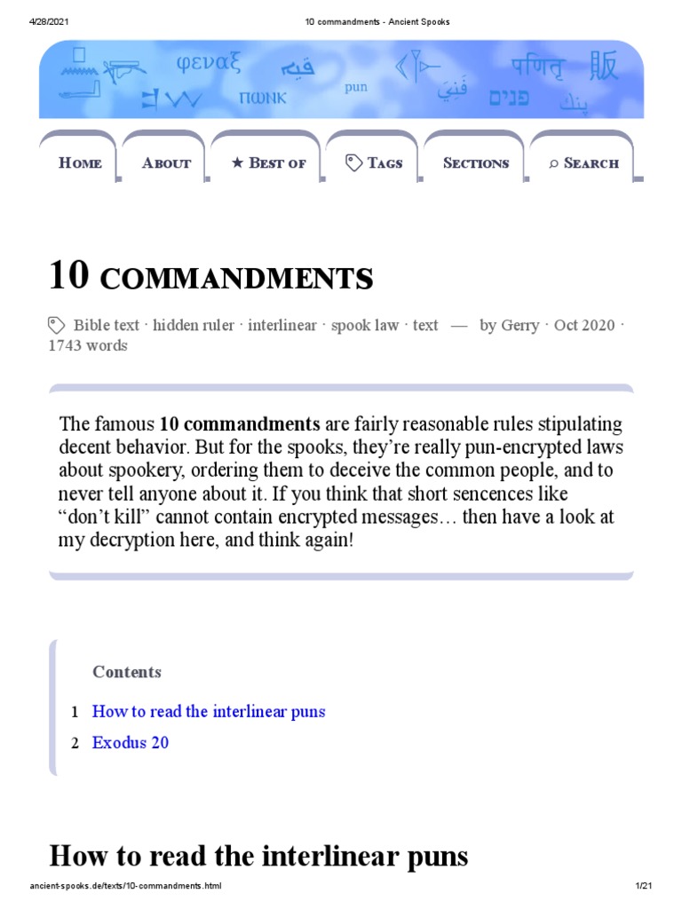 10 Commandments - Ancient Spooks | PDF | The Exodus | Commandments