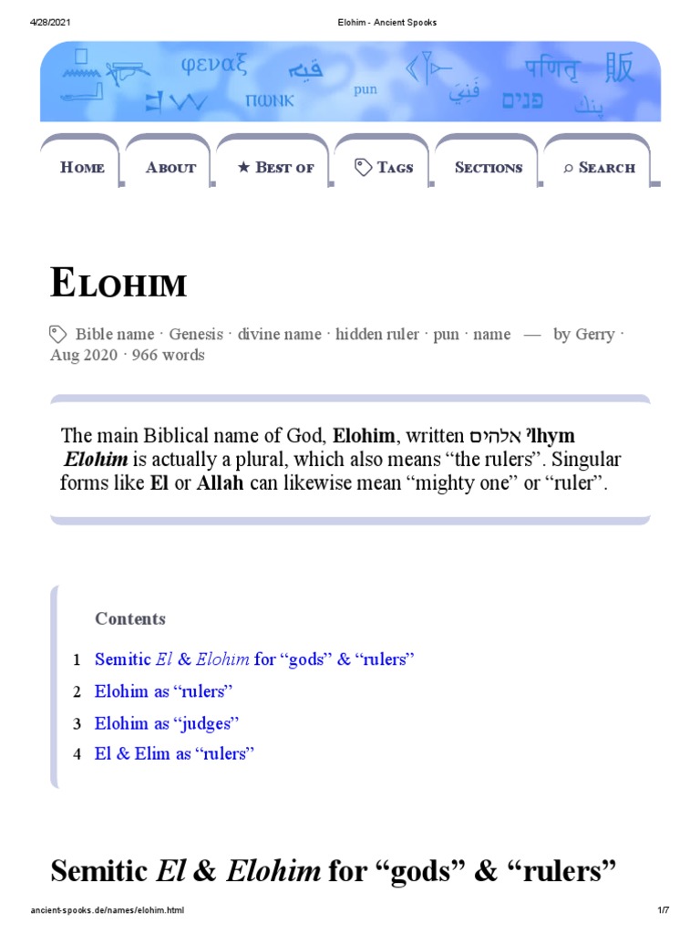 Elohim - Ancient Spooks | PDF | Mythology | Conceptions Of God