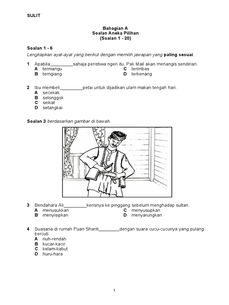 Lengkapkan Ayat-Ayat Yang Berikut Dengan Memilih Jawapan Yang Paling Sesuai | PDF
