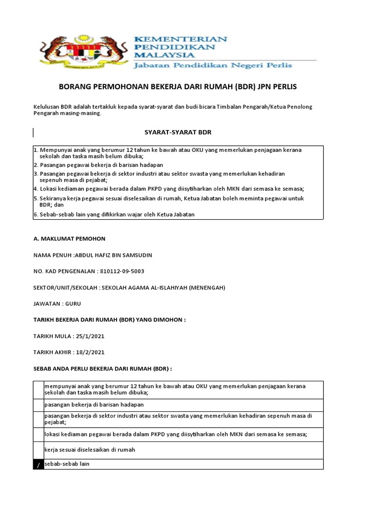 Borang BDR 2021 | PDF