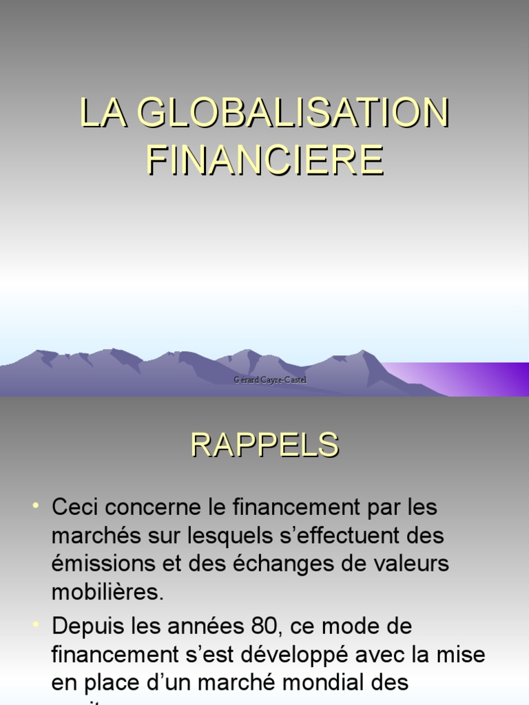 Globalisation Financière : Enjeux et Acteurs | PDF | Banques ...