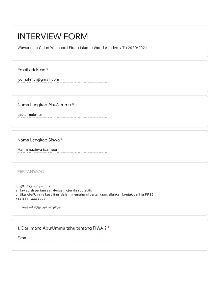 Interview Form Baru | PDF