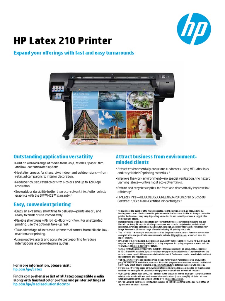 HP Latex 210 Printer: Expand Your Offerings With Fast and Easy Turnarounds | PDF | Printer ...