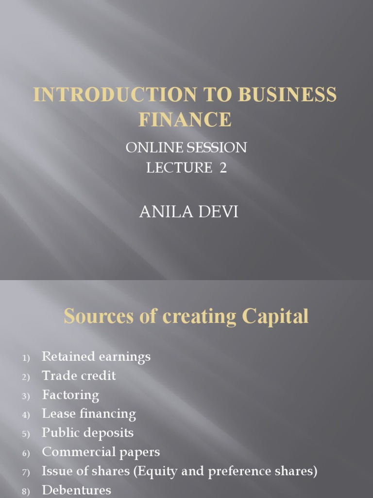 Introduction To Business Finance: Anila Devi | PDF | Preferred Stock ...