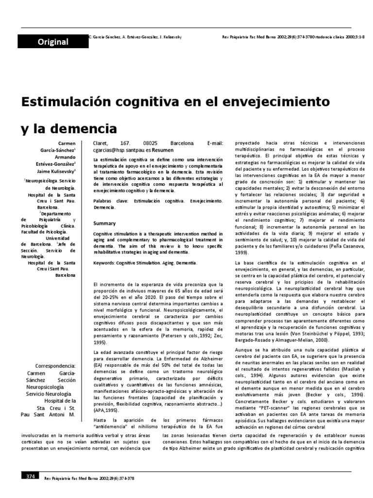 4.estim - Cognit.vejez Demencia | PDF | Memoria | Cerebro