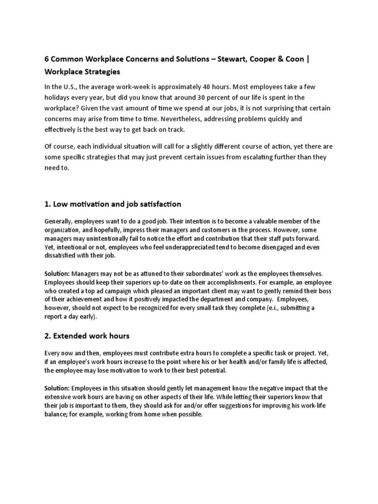 Common Workplace Problems & Solutions | PDF | Sexual Harassment ...